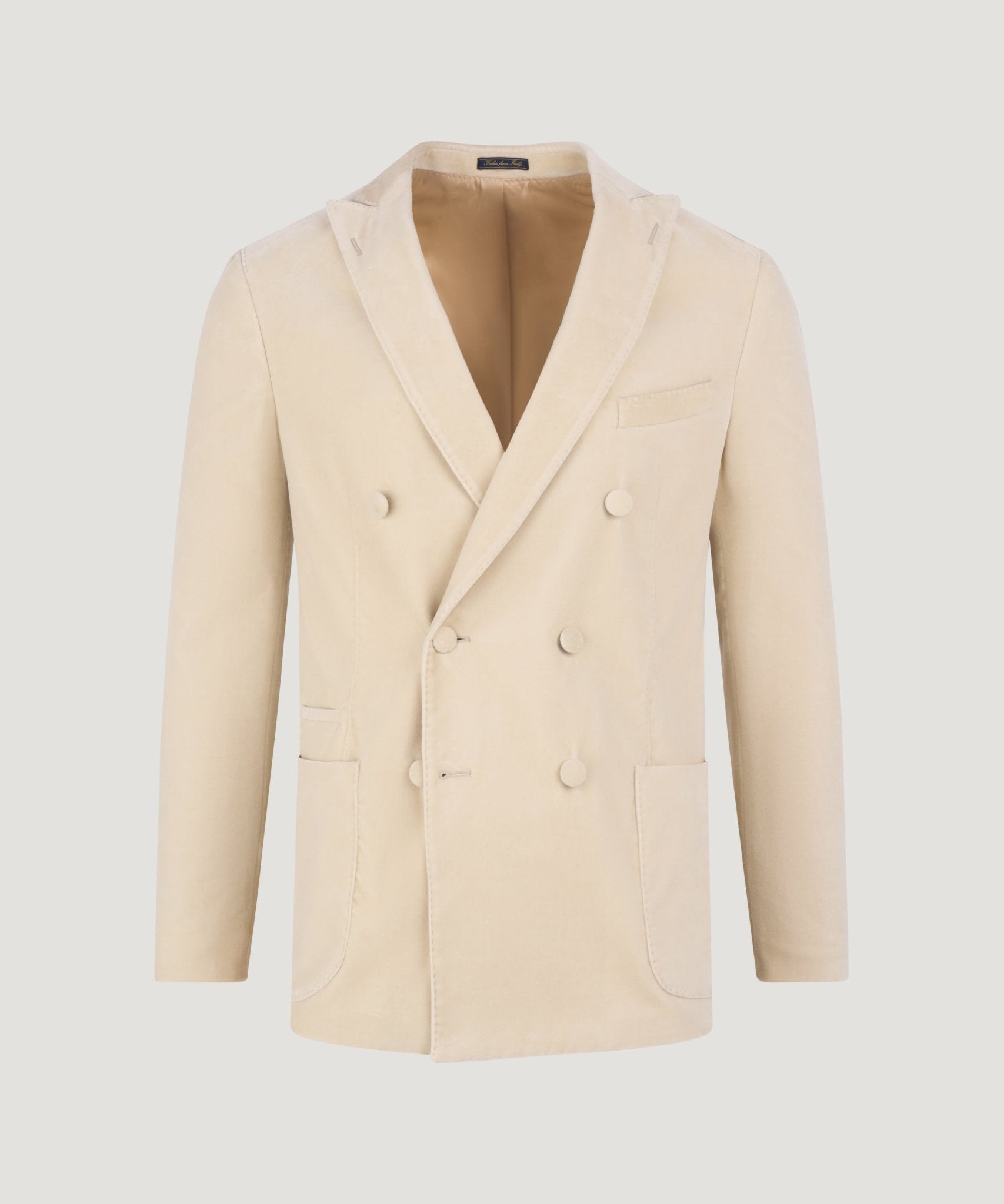 SOCI3TY Limited double-breasted dinner jacket velvet stretch beige ...
