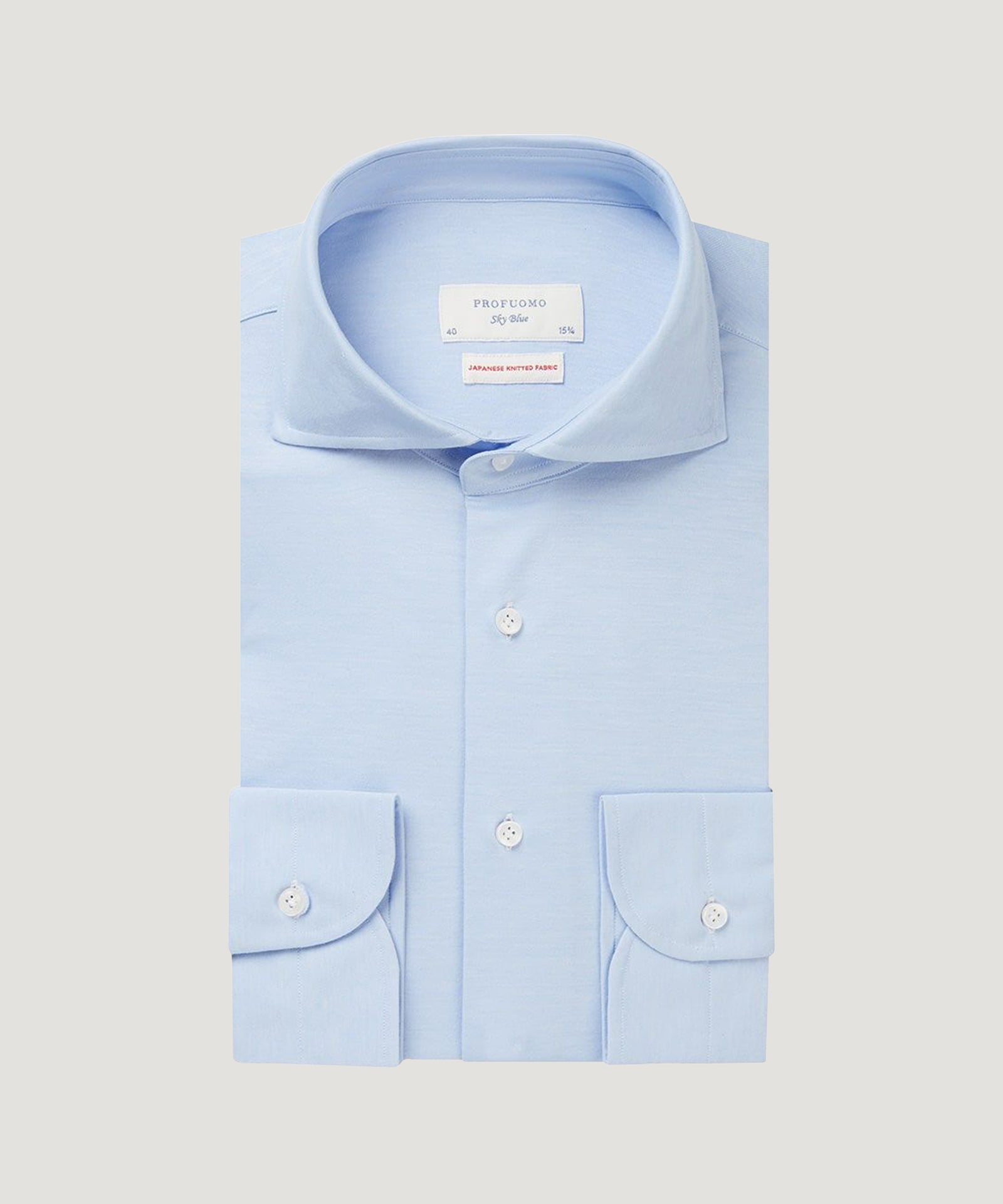 Profuomo Japanese knitted overhemd katoen lichtblauw – THE SOCIETY SHOP