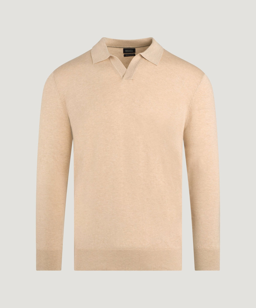 SOCI3TY Limited Fashion riva buttonless long sleeve polo Cotton ...